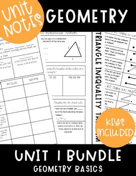 Geometry Unit 1 Notes Bundle Geometry Basics By Glee Geometry TPT