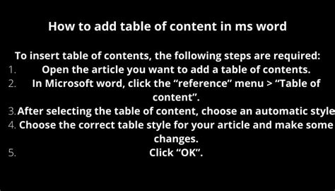 How To Insert Table Of Contents In Word Uses Importance And Example Of Table Of Content