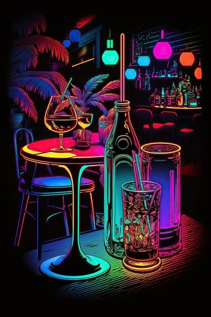 Ai Generated Illustration Of Interior Of Bistro Or Bar Decorated With