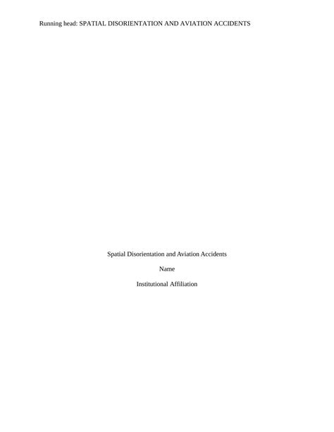 Spatial Disorientation And Aviation Accidents