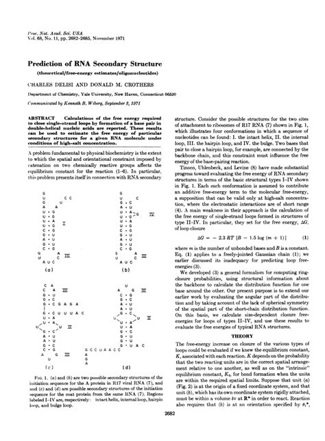 Pdf Prediction Of Rna Secondary Structure