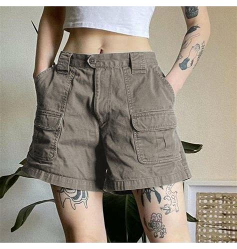 여자카고반바지 레트로 그레이 포켓 주머니 청 루즈핏 팬츠 하이웨스트 티몬