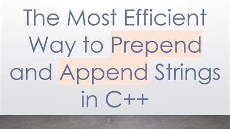 The Most Efficient Way To Prepend And Append Strings In C Youtube