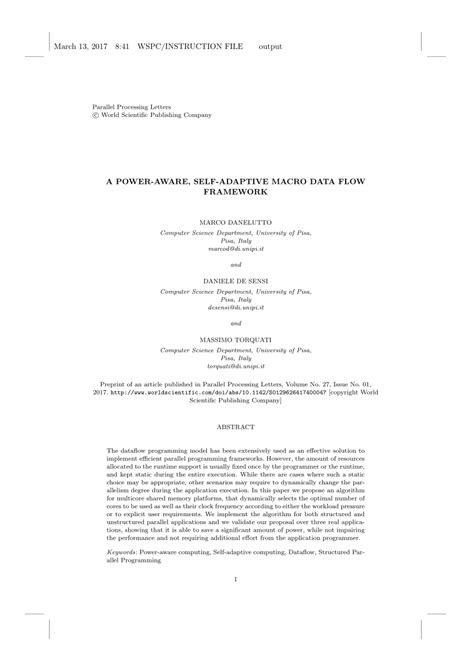 Pdf A Power Aware Self Adaptive Macro Data Flow Framework