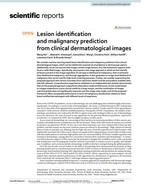 Pdf Lesion Identification And Malignancy Prediction From Clinical Dermatological Images