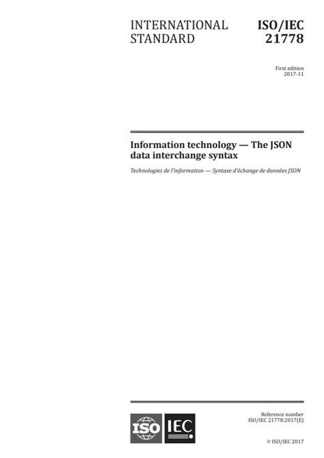 ISO IEC 21778 2017 Information Technology The JSON Data Interchange Syntax
