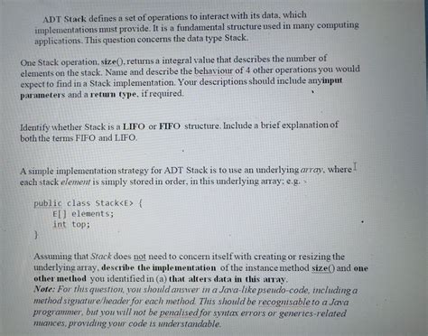 solved adt stack defines a set of operations to interact