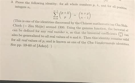 Solved Prove The Following Identity For All Whole Chegg
