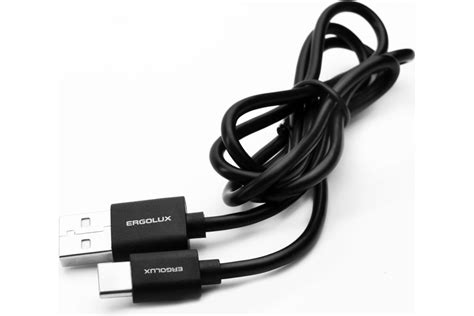 Кабель Usb Type C Ergolux Elx Cdc02p C02 промо 2а 1м черный зарядка передача данных пакет