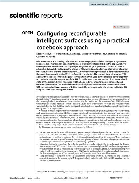 PDF Configuring Reconfigurable Intelligent Surfaces Using A Practical Codebook Approach