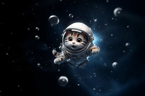 Cute Cat In Space Ai Generated Image