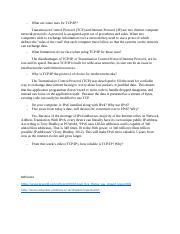 TCP Discussion Docx What Are Some Uses For TCP IP Transmission Control Protocol TCP And