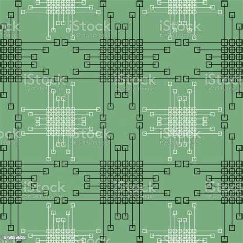 원활한 벡터 패턴입니다 녹색 사각형 및 선 대칭 기하학적 배경입니다 장식 반복 장식 0명에 대한 스톡 벡터 아트 및 기타 이미지