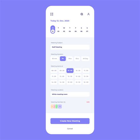 mobile task and meeting schedule manage design template app design