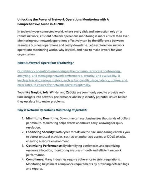 Unlocking The Power Of Network Operations Monitoring With A Comprehensive Guide In Ai Noc Docx