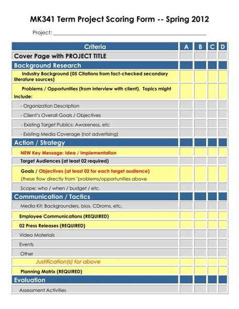To Download A Copy Of The PROJECT EVALUATION FORM