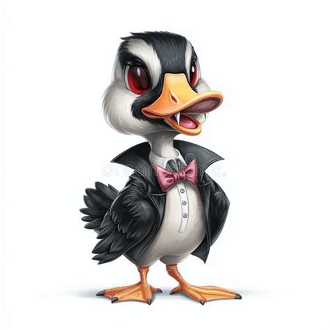 Hilarious Halloween Chibi Illustration A Silly Goose With A Vampire Fan Perfect For Social Media