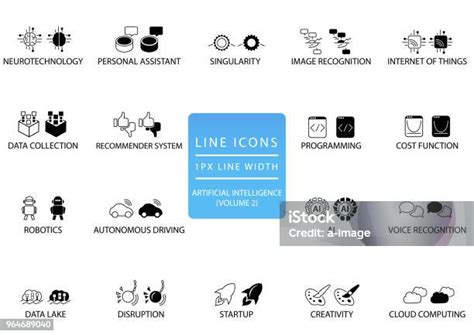얇은 라인 아이콘 및 기호 인공 지능에 대 한 설정 인공 지능 아이콘에 대한 스톡 벡터 아트 및 기타 이미지 아이콘 머신 러닝 전자수첩 Istock