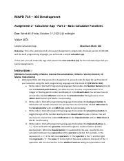 Assignment Calculator App Part Basic Calculator Functions Pdf MAPD IOS