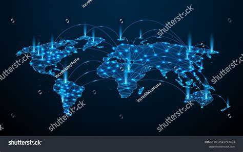 Global Connection Network World Map Node Stock Vector Royalty Free