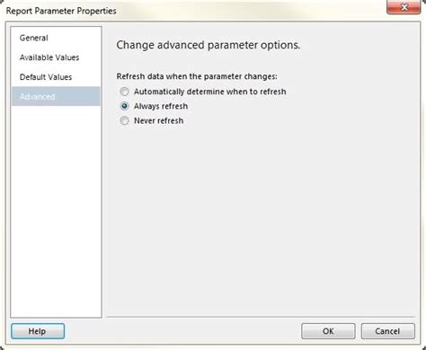 in reporting services how do you force a report to execute when any