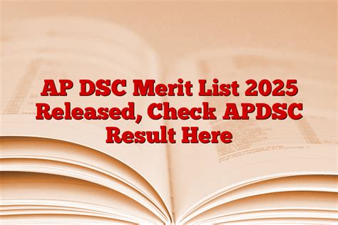AP DSC Merit List Released Check APDSC Result Here Job News