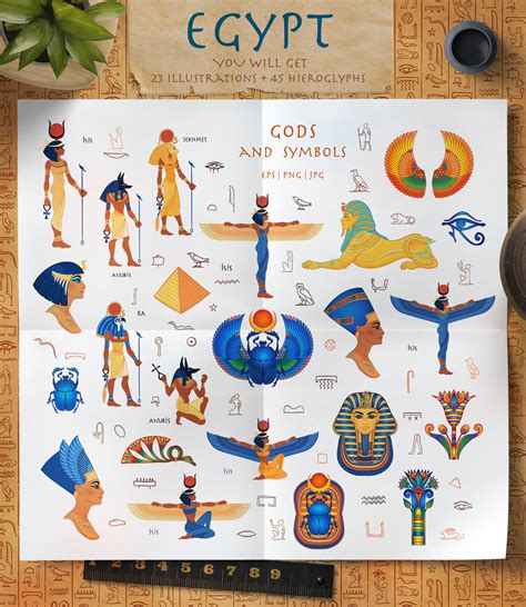 Egypt Gods And Symbols Vector Set On Behance