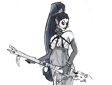 Rule 34 Aestra Khromys Dark Eldar Drukhari Elf Ears Gun