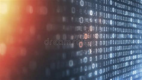 Abstract Glowing Blue And Orange Binary Code Digital Background Stock