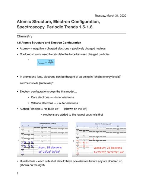 Chem 3 Lecture 2 Notes Atomic Structure Electron Configuration
