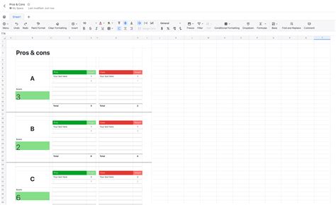 Pros And Cons Excel Template