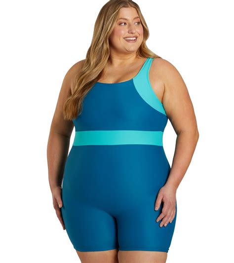 Sporti Plus Size Colorblock Unitard One Piece Swimsuit Lycra Lasting