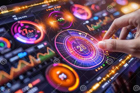 Futuristic Touchscreen Interface With Vibrant Data Visualizations Illustrating Concepts Of