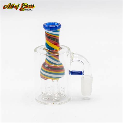 90° Color Accented Fritz Candy Swirl 4 Leg Tree Perc Ashcatcher Art Of Glass Retail