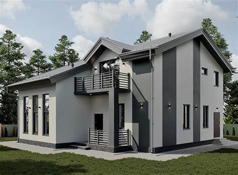 Визуализация фасада загородного дома On Behance