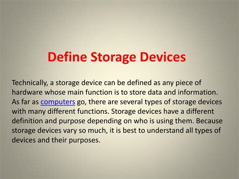 PPT Storage Devices PowerPoint Presentation Free Download ID