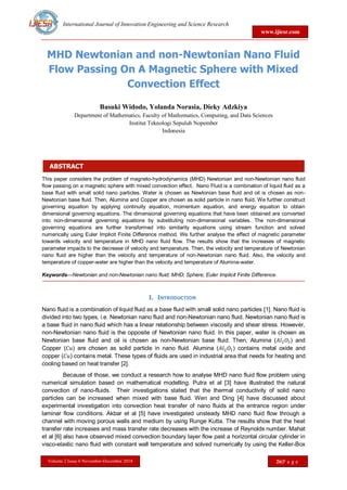 MHD Newtonian And Non Newtonian Nano Fluid Flow Passing On A Magnetic Sphere With Mixed