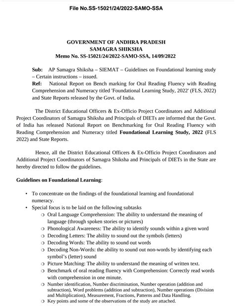 Guidelines On Foundational Learning Study Certain Instructions