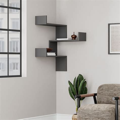 Luksa Corner Bookcase Floating Shelves Modern Wall Shelf Home Decor