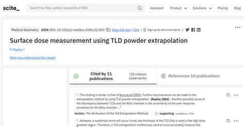 [citation Report] Surface Dose Measurement Using Tld Powder Extrapolation