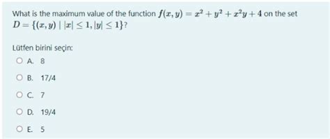 Solved What Is The Maximum Value Of The Function
