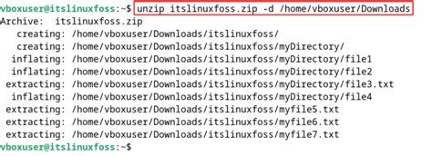 How To Unzip A File In Linux Unzip Syntax 7 Unzip Commands Its Linux Foss