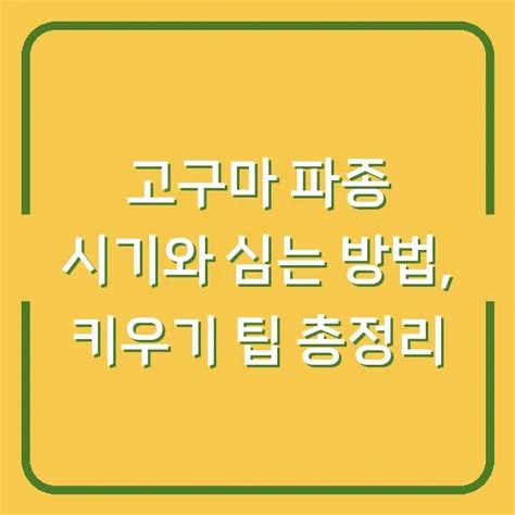 고구마 파종 시기와 심는 방법 키우기 팁 총정리