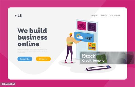 웹 Ui Ux 레이아웃 개발 방문 페이지 템플릿 개발자 프로그래머는 모바일을 위한 새로운 소프트웨어 만들기 작업 개념에 대한