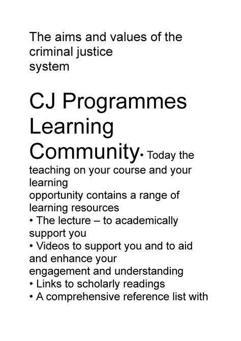 The Aims And Values Of The Criminal Justice The Aims And Values Of