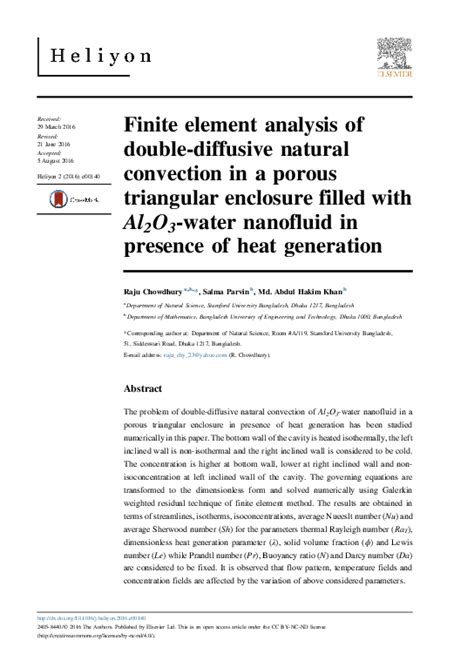 pdf finite element analysis of double diffusive natural convection in