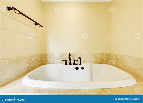 Nice Empty Bathroom With Large White Tub Stock Image Image Of Estate Light