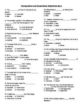 Comparative And Superlative Adjectives Exercises Pdf Multiple Choice