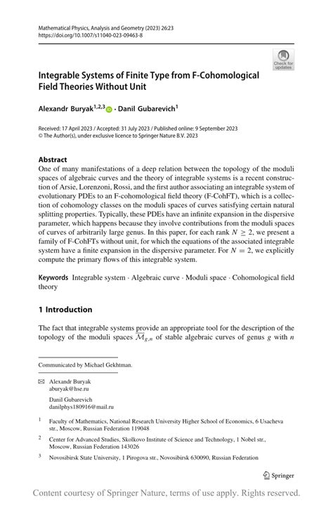 Integrable Systems Of Finite Type From F Cohomological Field Theories Without Unit