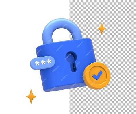Premium Psd 3d Rendering Of Blue Yellow Private Security Password With Padlock Side For Ui Ux